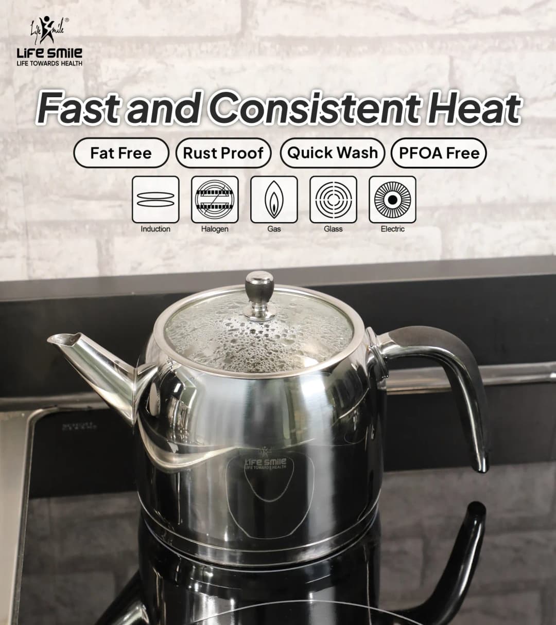 18/10 Stainless Steel Induction-Compatible Kettle Set with Silicone ...